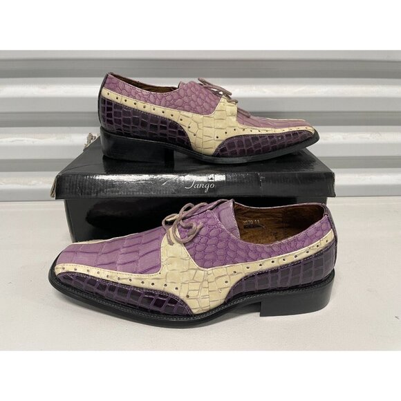 Tango | Shoes | Tango Mens Crocolizard Print Leather Wingtip Toe Oxford ...